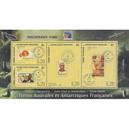 T.A.A.F. bloc-feuillet de timbres N°3 PhilexFrance 99 neuf**. - Philantologie