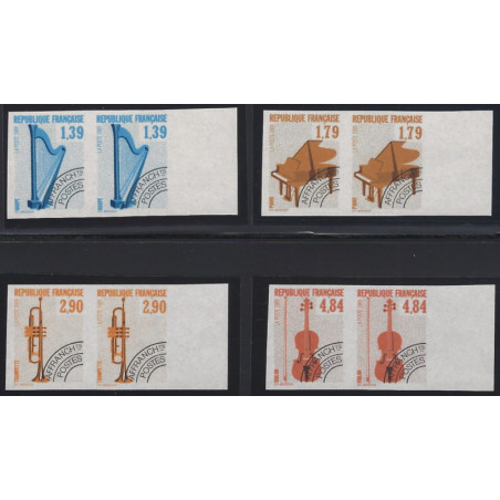 Instruments de musique timbres préoblitérés N°202-205 série non dentelé ...