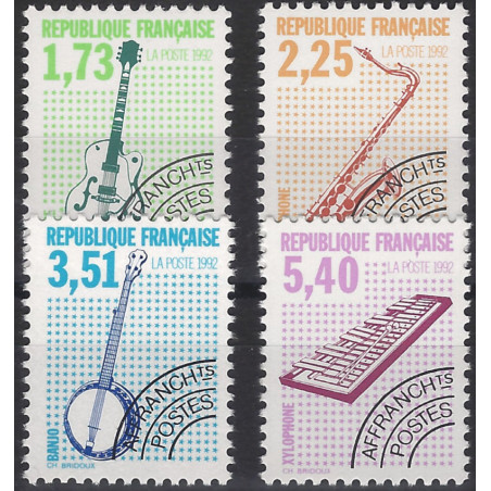 Instruments de musique timbres préoblitérés N°224-227 série neuf ...