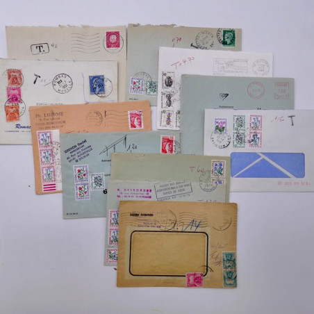 France lot de 100 lettres taxées du 20ème siècle. - Philantologie