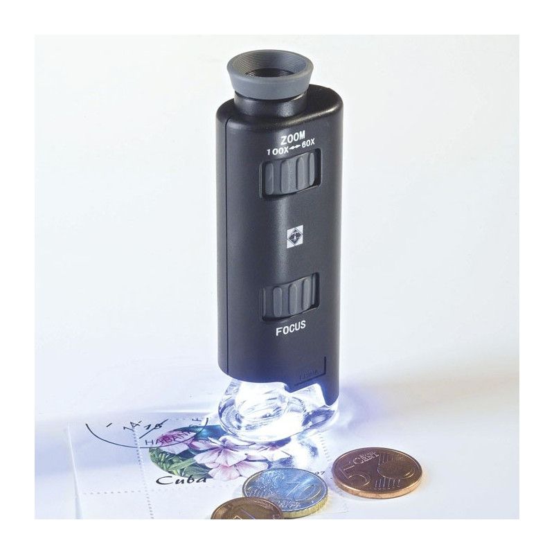 Microscope de poche lumineuse avec zoom 100x. - Philantologie